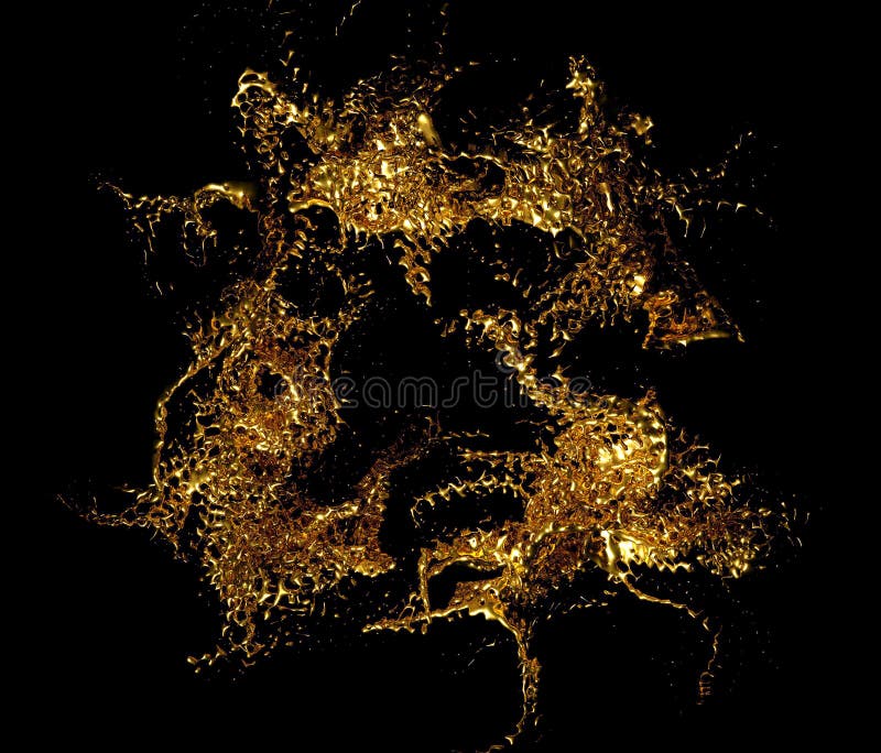 Ring Frame Splash of Gold with Metal Spray. 3d Illustration, 3d ...