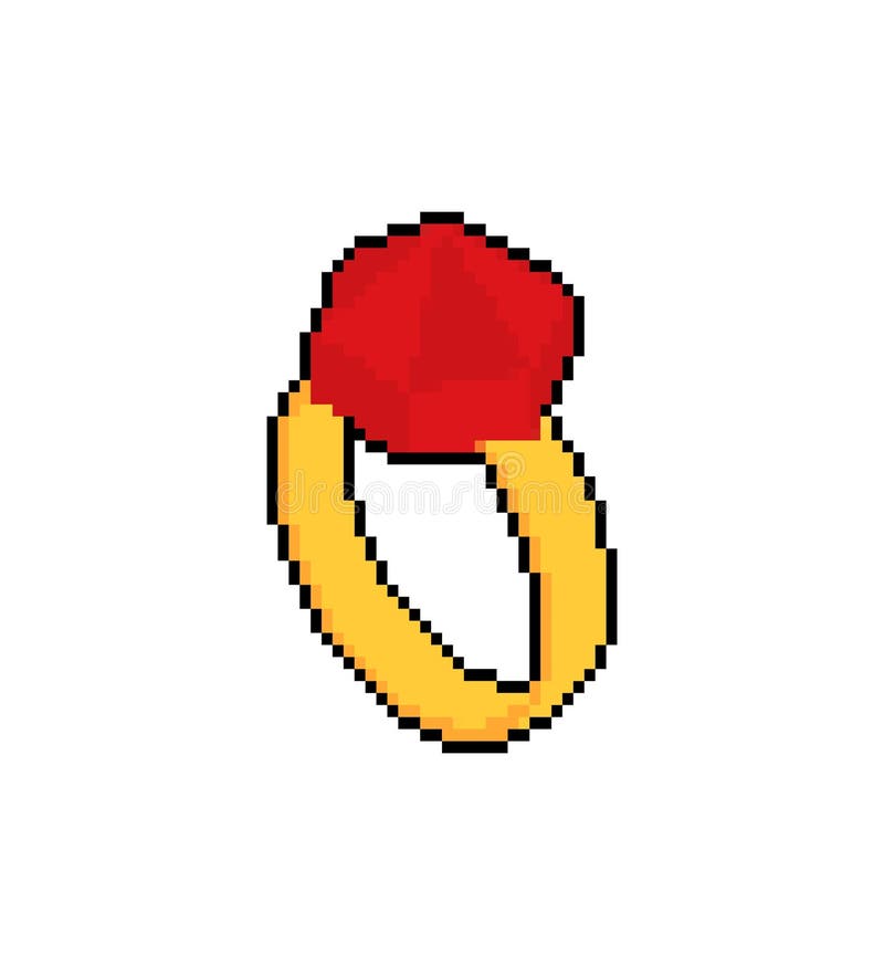 Ring with Garnet Pixel Art. 8 Bit Engagement Ring with Precious Stone ...