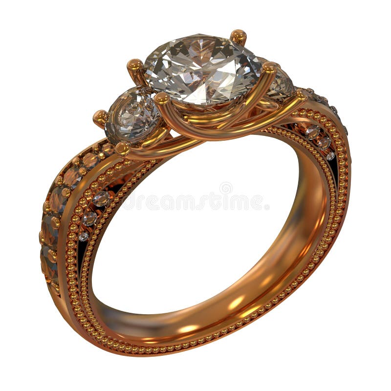 Ring with Gems on a White Background Stock Illustration - Illustration ...