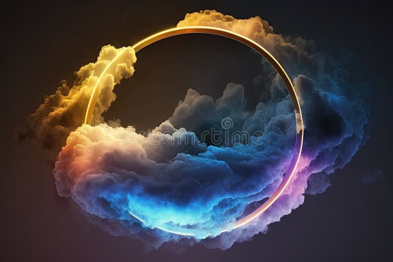 Ring with Glowing Clouds on a Dark Background. Generative Ai Stock ...