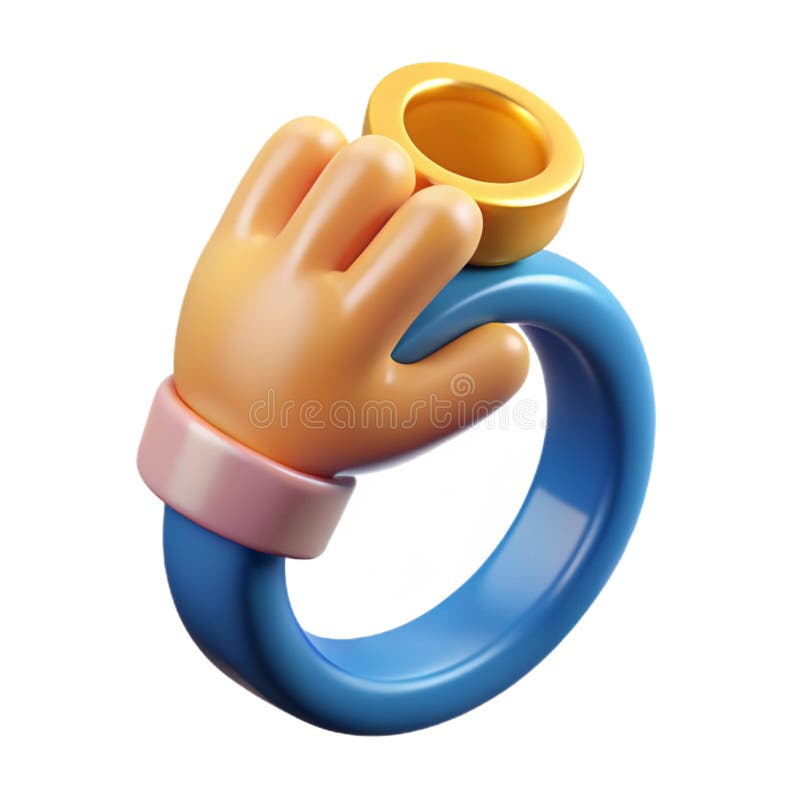 Ring on Hand 3D Icon for Engagement and Proposal Themes Elegant Jewelry ...