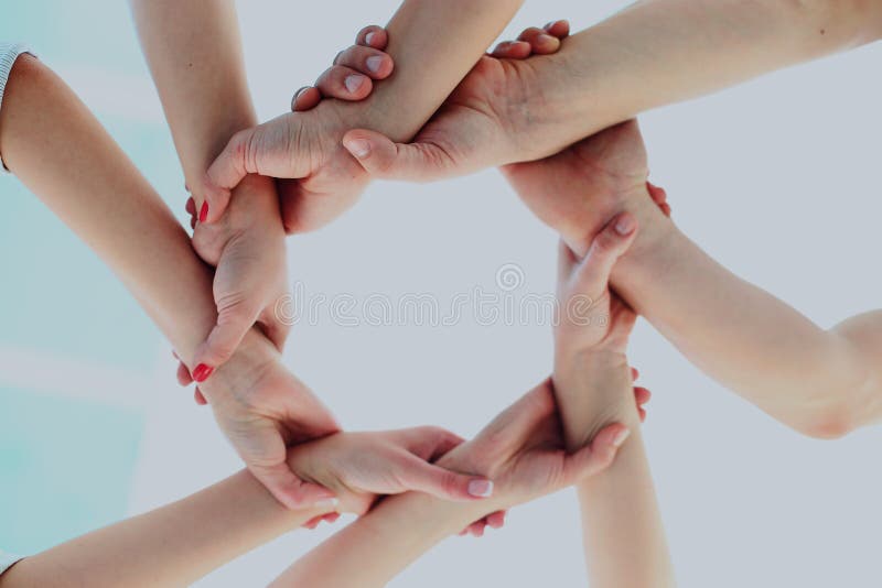 Ring of Hands Teamwork Showing Your Product. Stock Photo - Image of ...