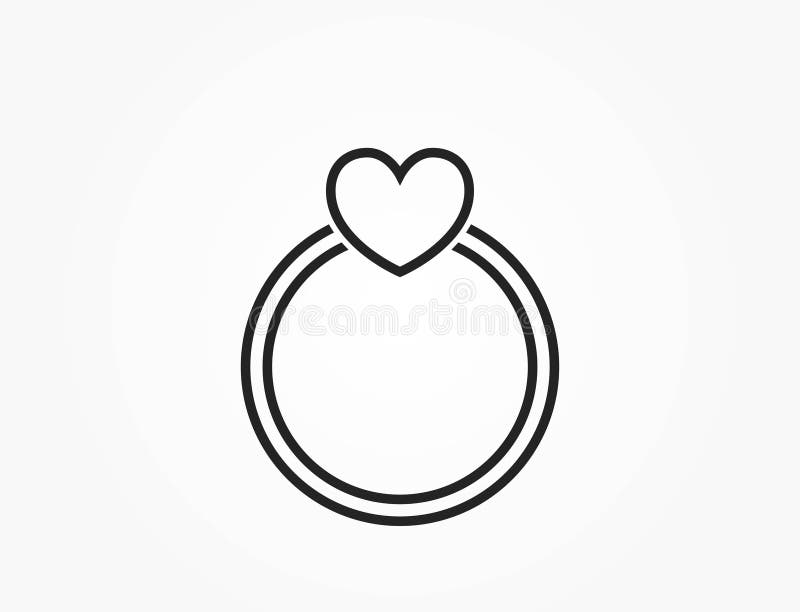 Ring with Heart Line Icon. Love, Romantic, Wedding and Engaged Symbol ...