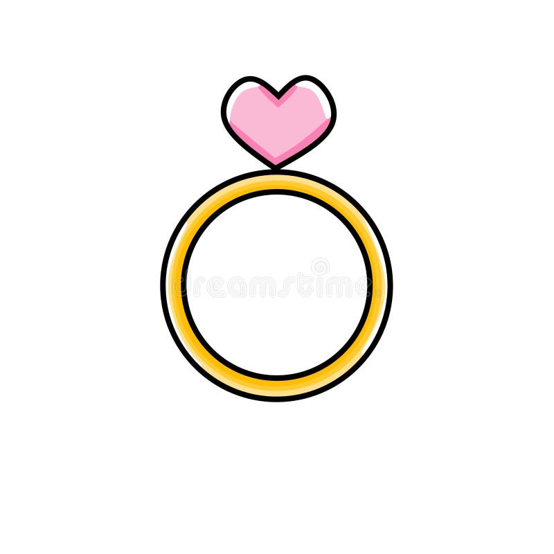Ring with a Heart Love Shaped Gem Generic Outline Color Icon3 Stock ...