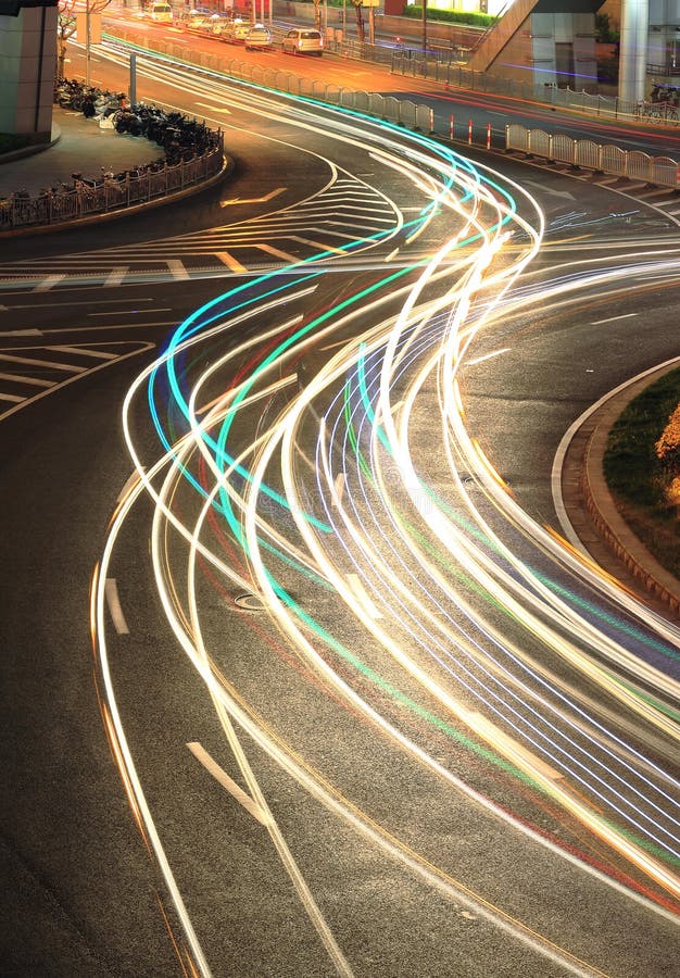 Ring Highway Light Trails Night Scene Stock Image - Image of central ...