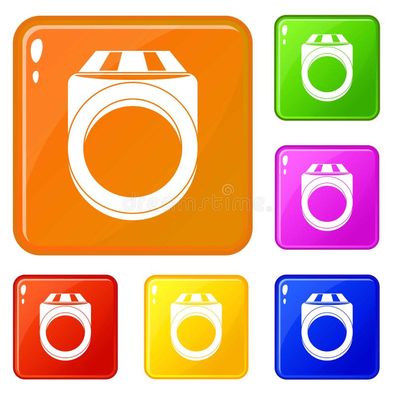 Ring Icons Set Vector Color Stock Vector - Illustration of jewelry ...