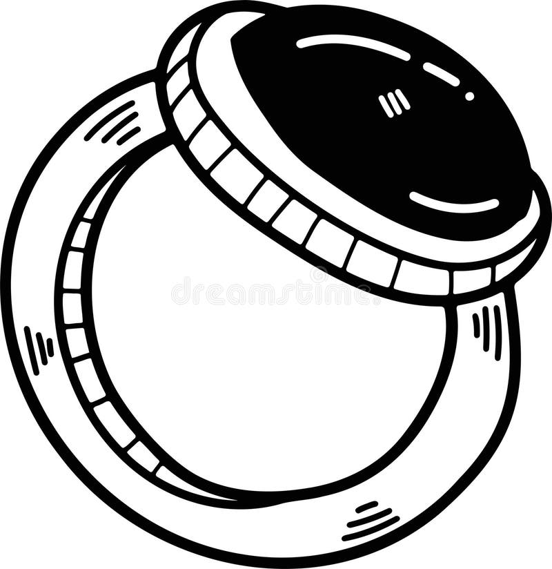 Ring Illustration Hand Drawn in Line Style Stock Vector - Illustration ...