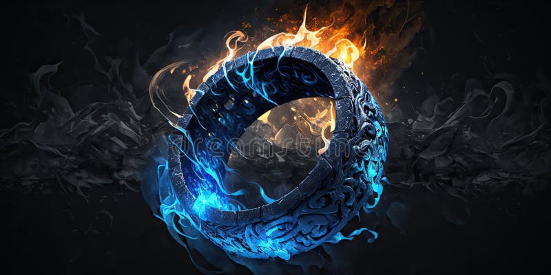 A Ring of Intense Blue Flames, Generative AI Stock Illustration ...