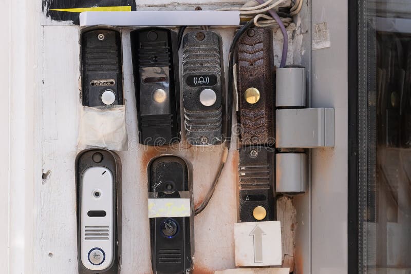 Ring Intercom Outdoors on White Plastered Wall with Call and Camera ...