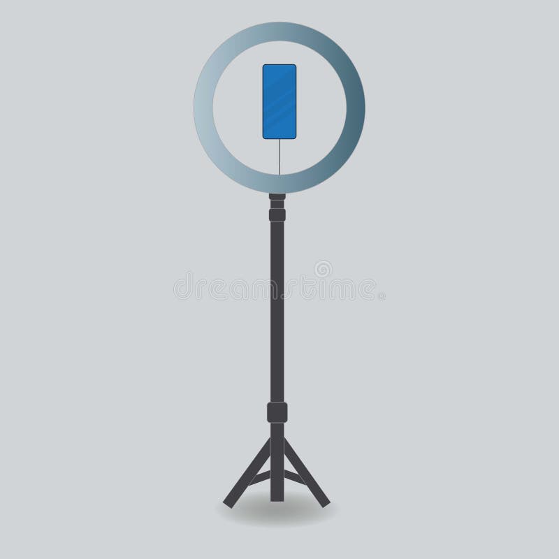 Studio Lamp Light Ring with Smartphone and Tripod Stock Illustration ...