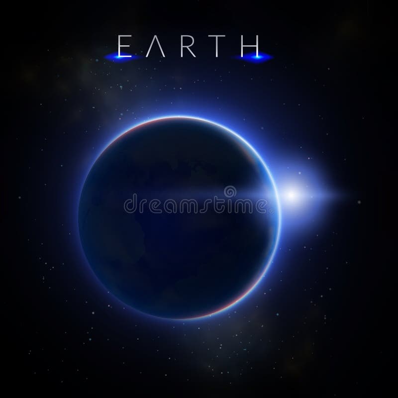 Ring of Light Behind the Planet Earth Stock Illustration - Illustration ...