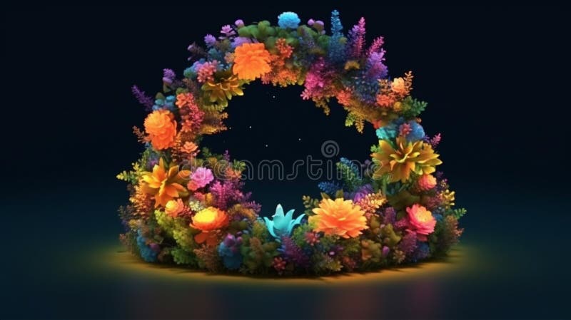 A Ring of Light Blooming in a Cluster of Small Plants, Arch of Flowers ...