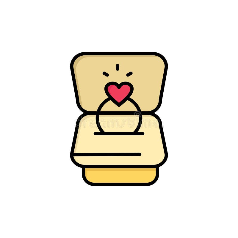 Ring, Love, Heart, Wedding Flat Color Icon. Vector Icon Banner Template ...