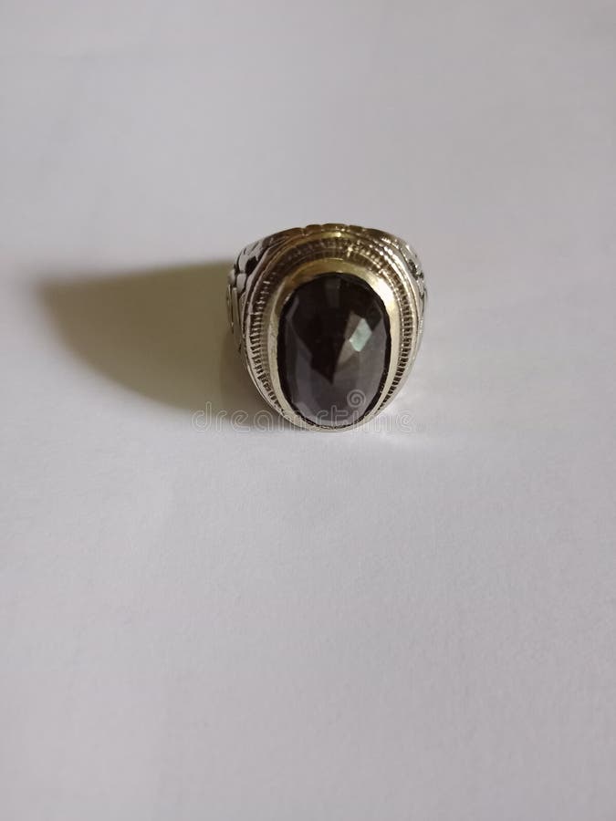 Ring Made of Natural Stone Called Black Sapphire Stone. Stock Image ...