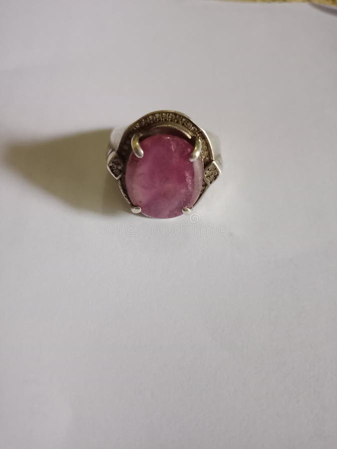 Ring Made of Natural Stone, the Name is Pink Flesh Ruby Stock Photo ...