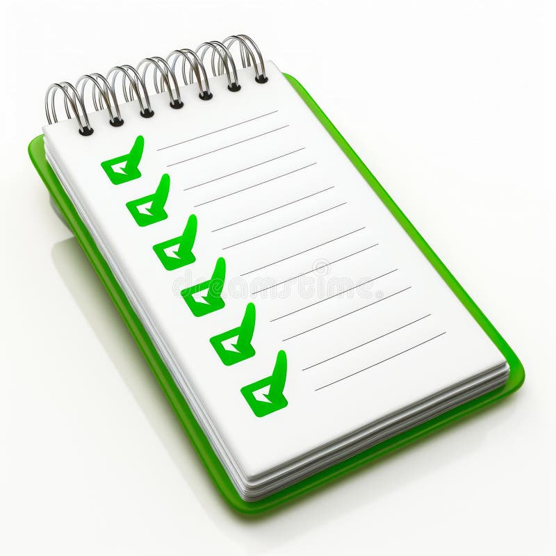 Ring Notebook with Boxes and Checklist in Green Color. To-do List ...