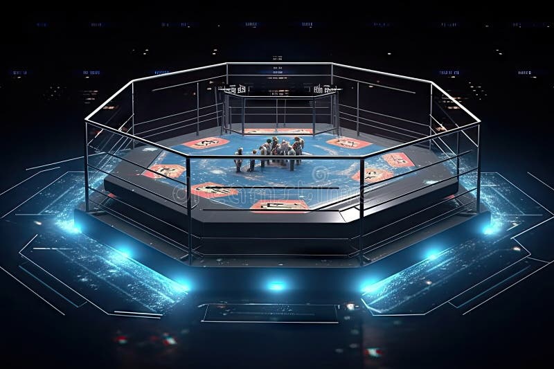 Ring Octagon, Arena Boxing Fight MMA Stock Illustration - Illustration ...
