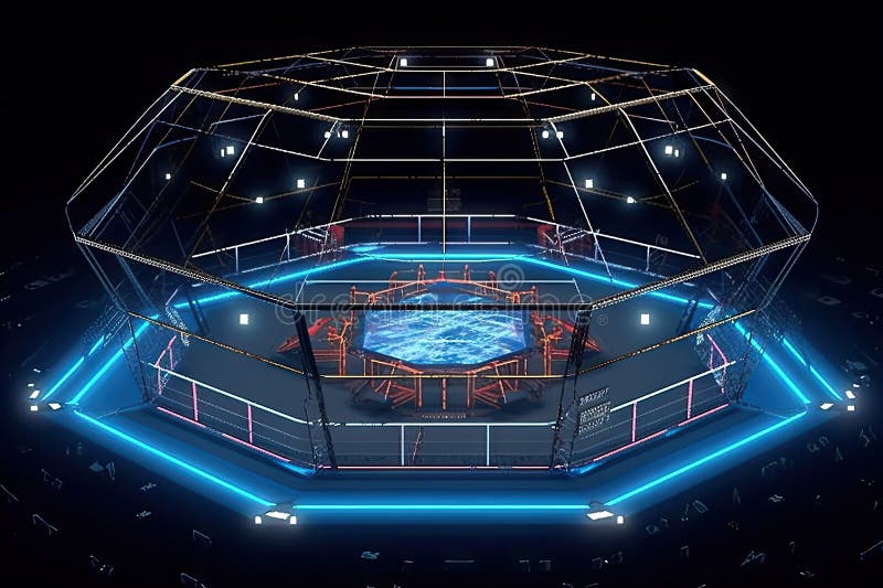 Ring Octagon, Arena Boxing Fight MMA Stock Illustration - Illustration ...