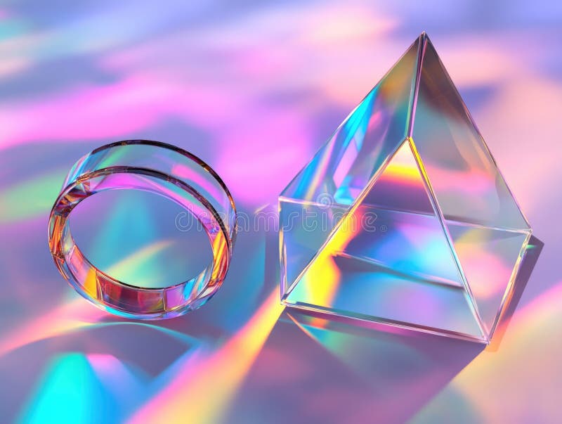 Ring and a Pyramid are Shown in a Colorful Light Stock Illustration ...