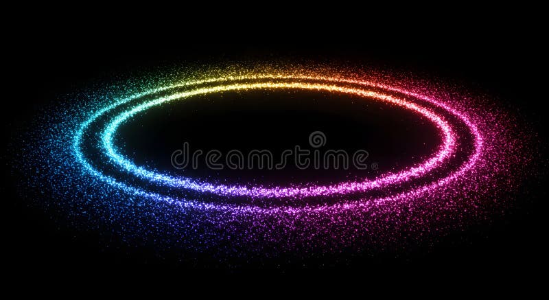 Rainbow Colored Particle Ring on Black Background Stock Illustration ...