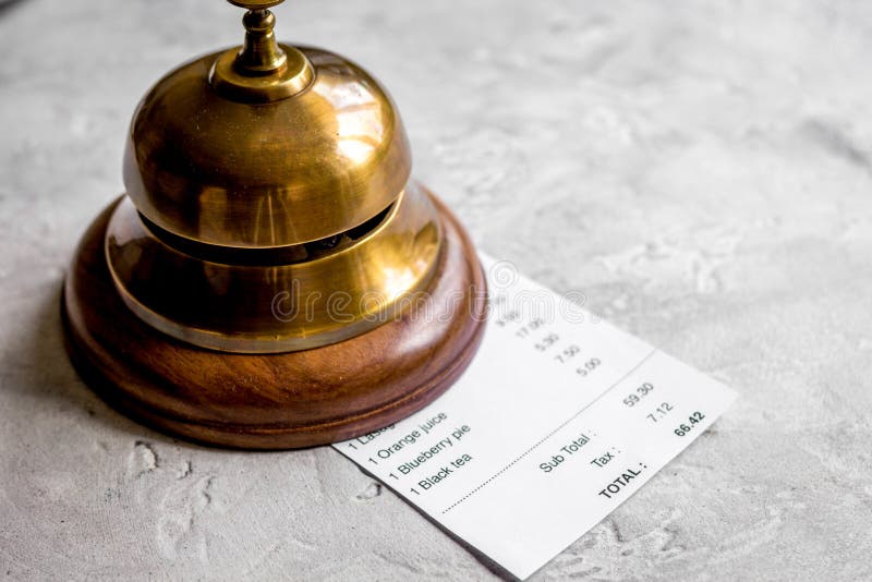 Ring and Receipt Bill for Payment by Credit Card on Stone Table ...