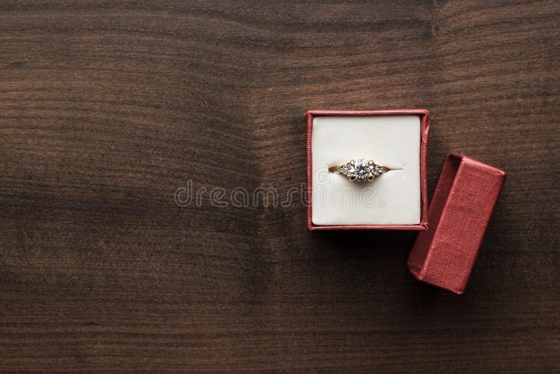 Ring in the Red Box on the Table Stock Image - Image of jewelry, rich ...