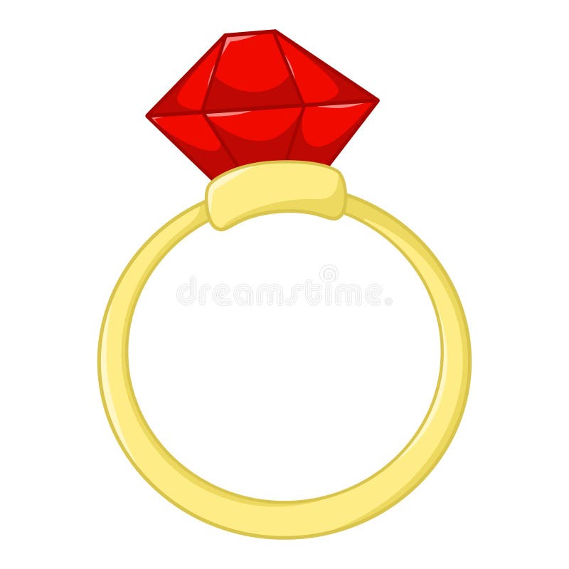 Ring with Ruby Cartoon Illustration. Isolated on White Background ...