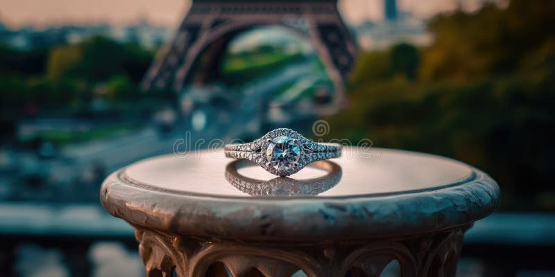 Ring Set at Eiffel Tower stock illustration. Illustration of ...