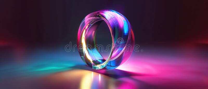 Ring Shape of an Object with Neon Lighting and a Hologram Glitter ...