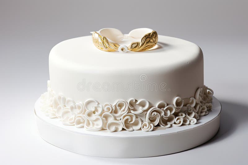 Ring-shaped Cake with Delicate Flourishes and Ring on Top Stock ...
