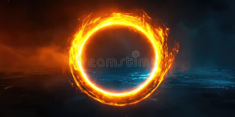 Ocean Ring Fire stock image. Image of flame, volcanic - 374312193