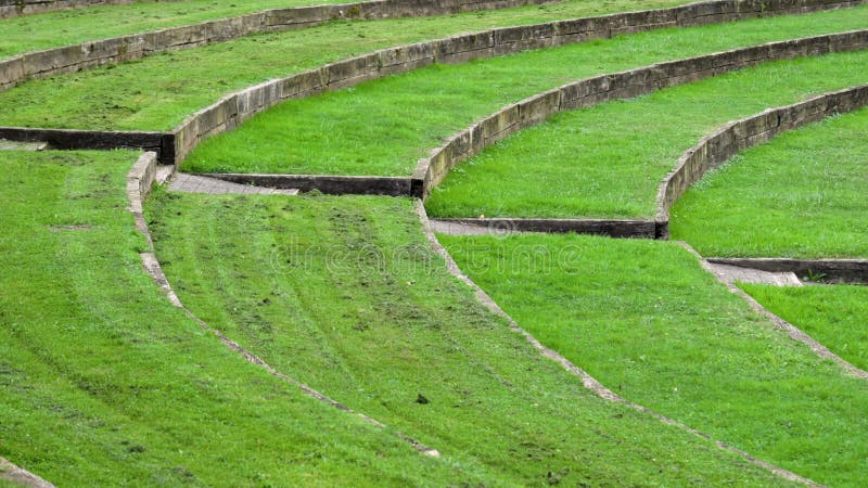Ring Shaped Park Lawns with Stone Stairs and Grass Stock Video - Video ...