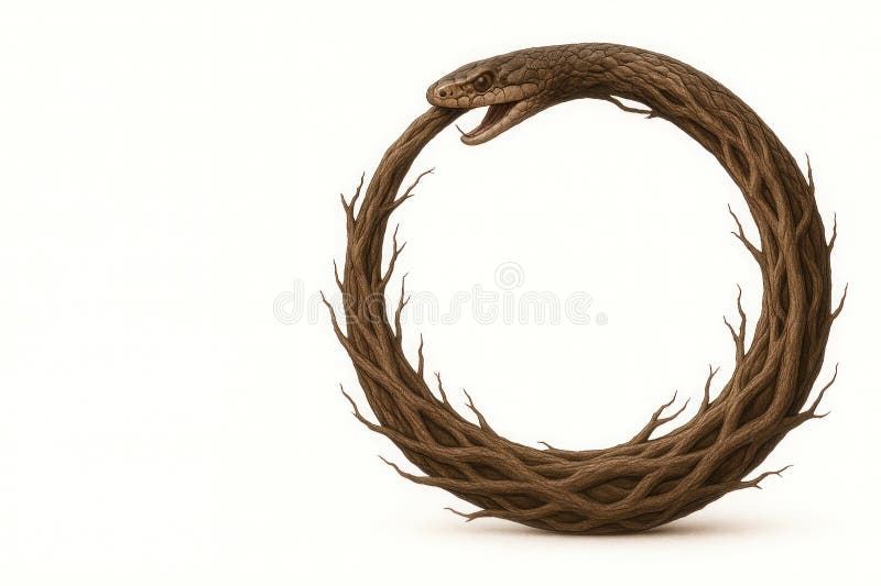 A Ring-shaped Snake Eating Its Own Tail. Space for Text. Stock Image ...