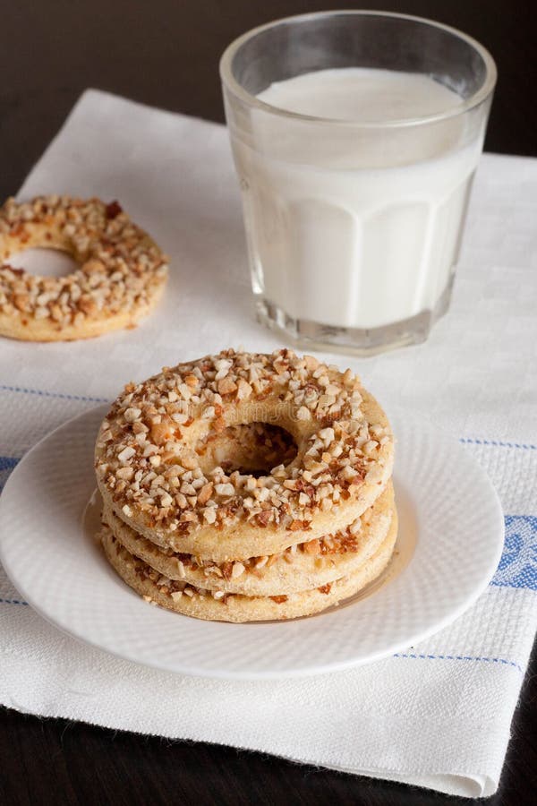 Ring Shortbread Cookies with Nuts on Top Stock Image - Image of ...