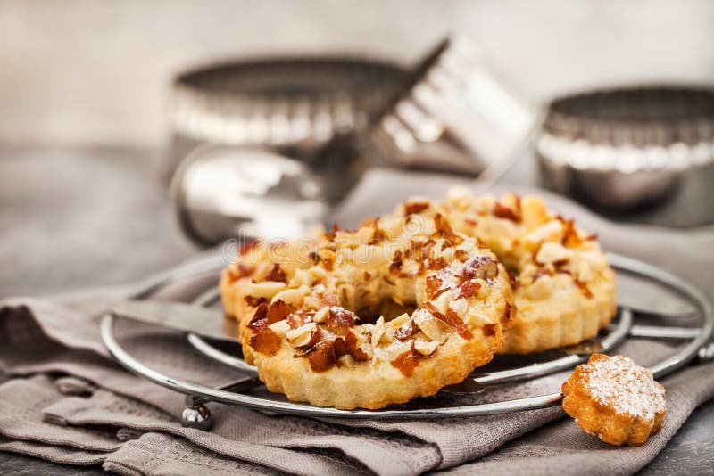Ring Shortbread Cookies with Peanuts on Top Stock Image - Image of ...