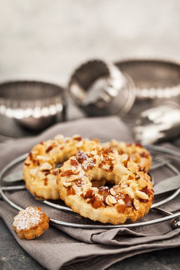 Ring Shortbread Cookies with Peanuts on Top Stock Photo - Image of ...