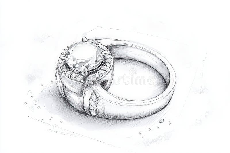 Ring Sketch: an Elegant Illustration of a Ring, Highlighting Its Design ...