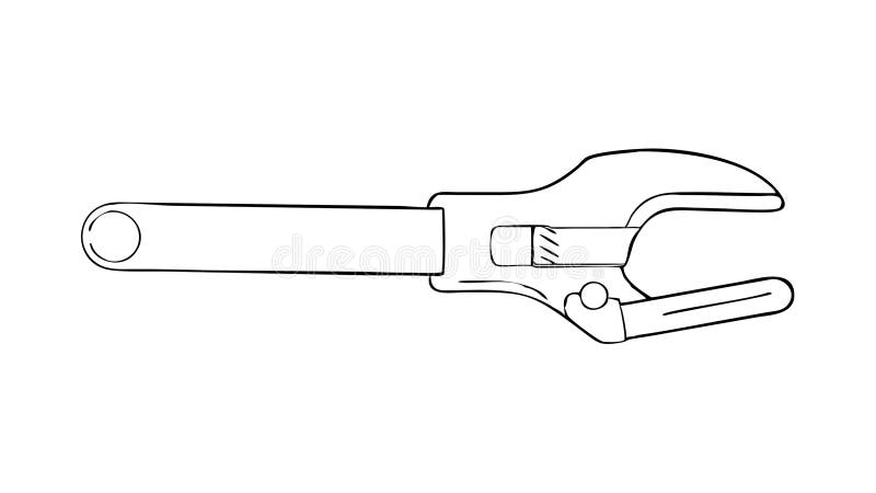 Ring Spanner Wrench Vector Outline for Mechanical Tasks, Vector Design ...