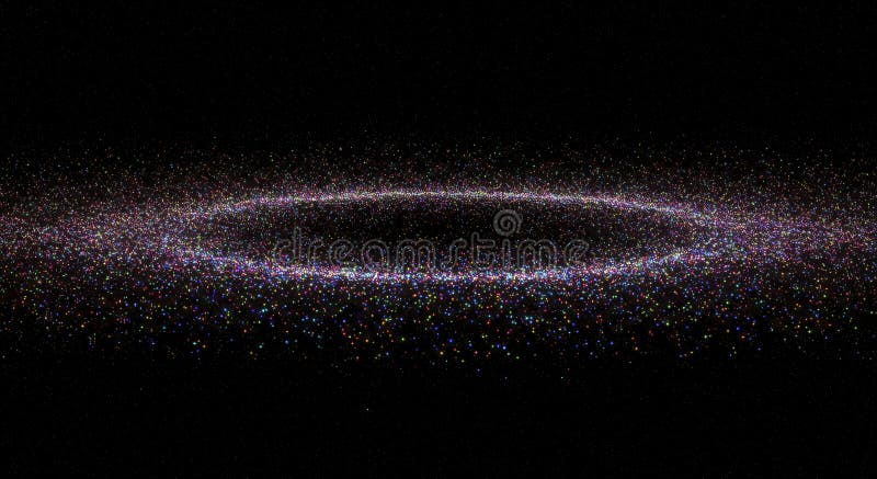 Ring of Sparkling Light Particles on Black Background Stock ...
