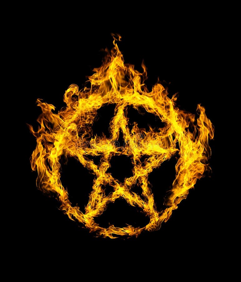 Ring and Star of Fire in Black Background Stock Illustration ...