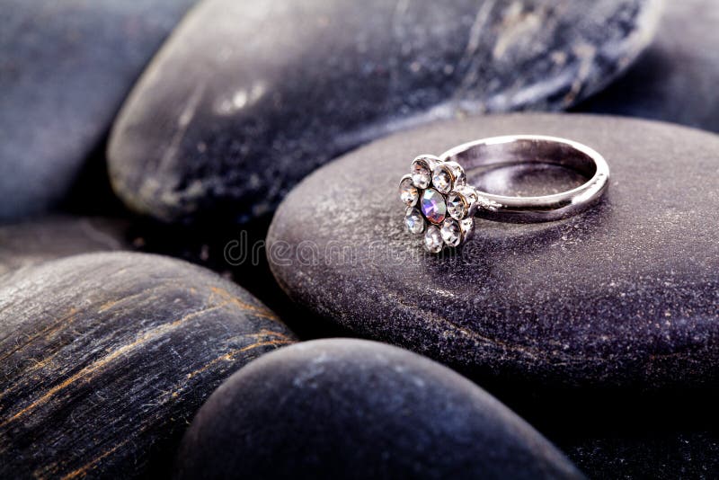 Ring on a stone stock photo. Image of jewel, shiny, brass - 25304864