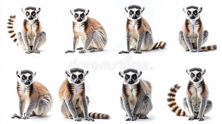 Ring-Tailed Lemur Collection Portrait Sitting Stock Photo - Image of ...