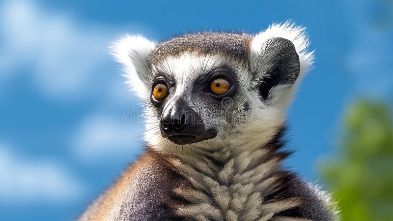 Ring Tailed Lemur Portrait. Generative AI. Stock Illustration ...