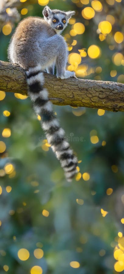 Ring-tailed Lemur, Sitting on a Tree Stock Image - Image of monkey ...