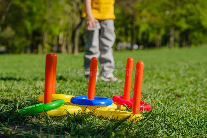 Ring Throw Summer Game on a Green Lawn in the Sun Stock Photo - Image ...