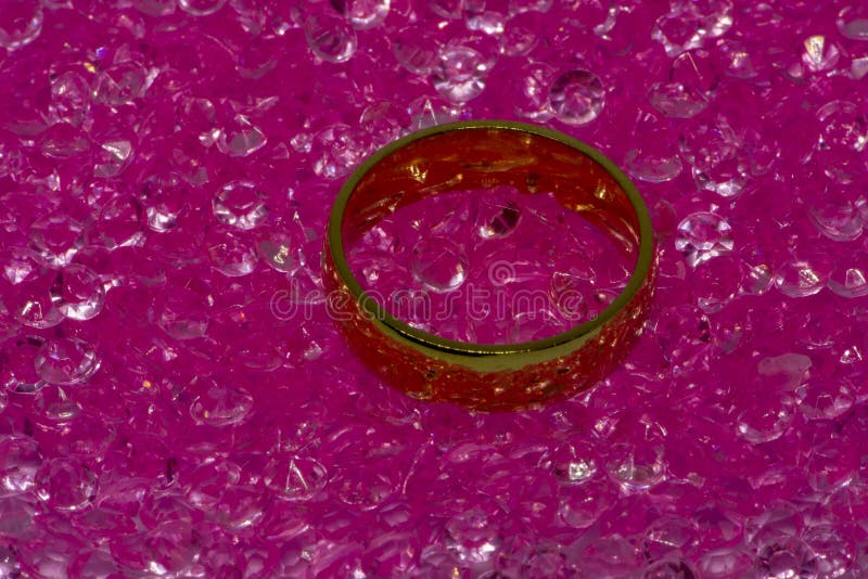 A Ring on Top of Small Pink Diamonds Stock Photo - Image of soft ...