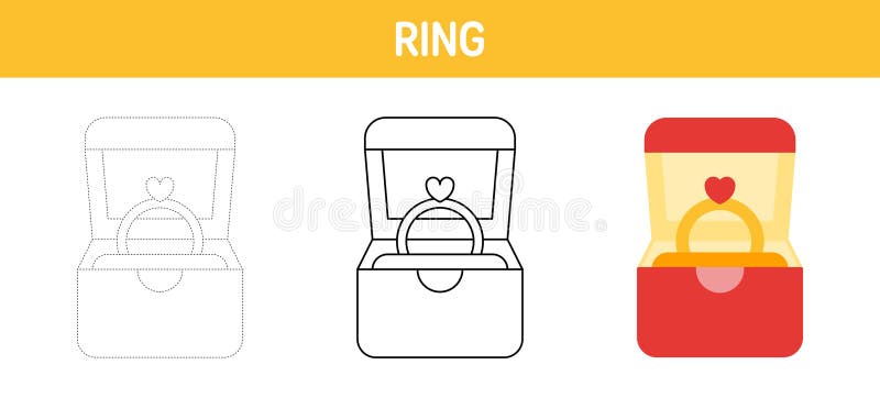 Ring Tracing and Coloring Worksheet for Kids Stock Vector ...