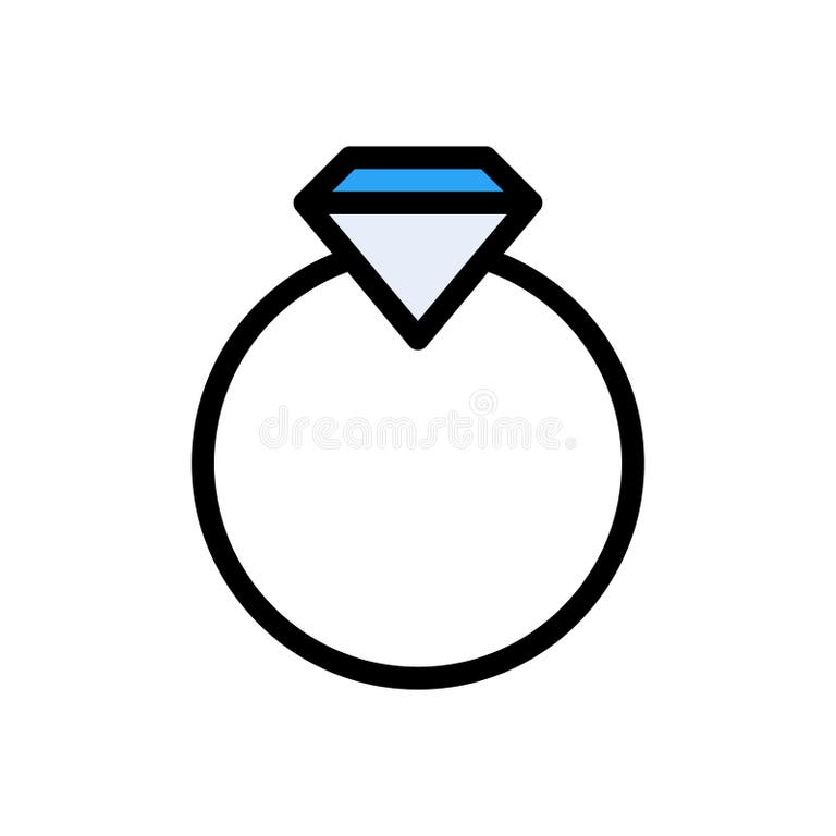 Ring Vector Line Colour Icon Stock Vector - Illustration of jewel ...