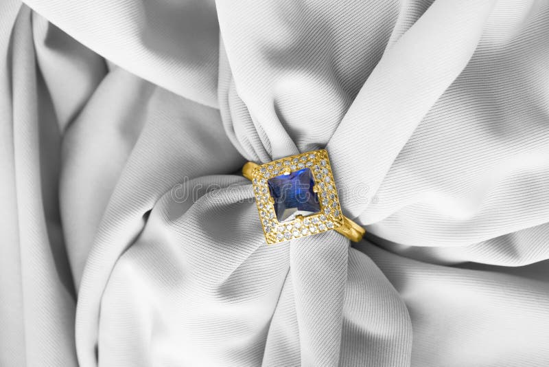 Ring on white silk stock photo. Image of shine, luxury - 181277630
