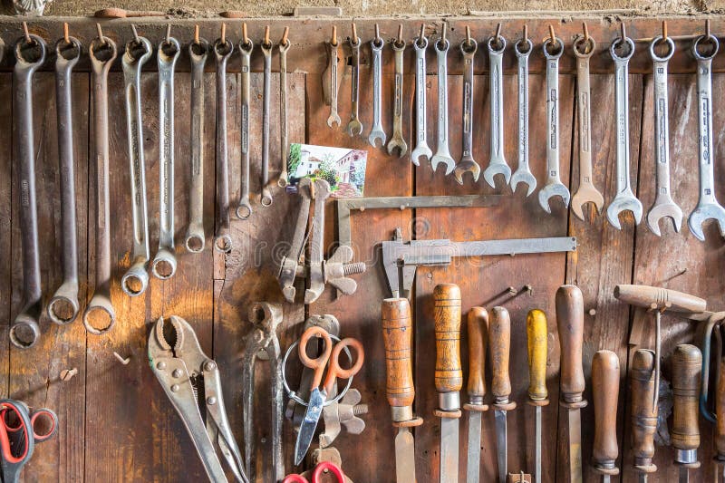 Ring Wrenches and Tools on a Tool Panel Editorial Stock Image - Image ...